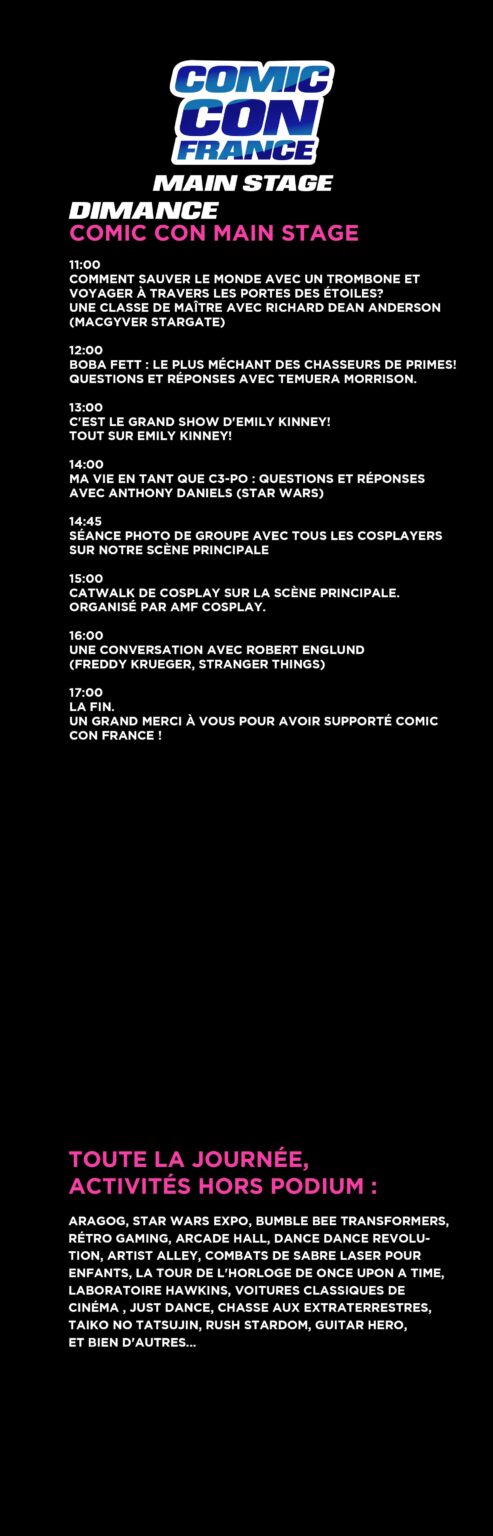 Programme - Comic Con France